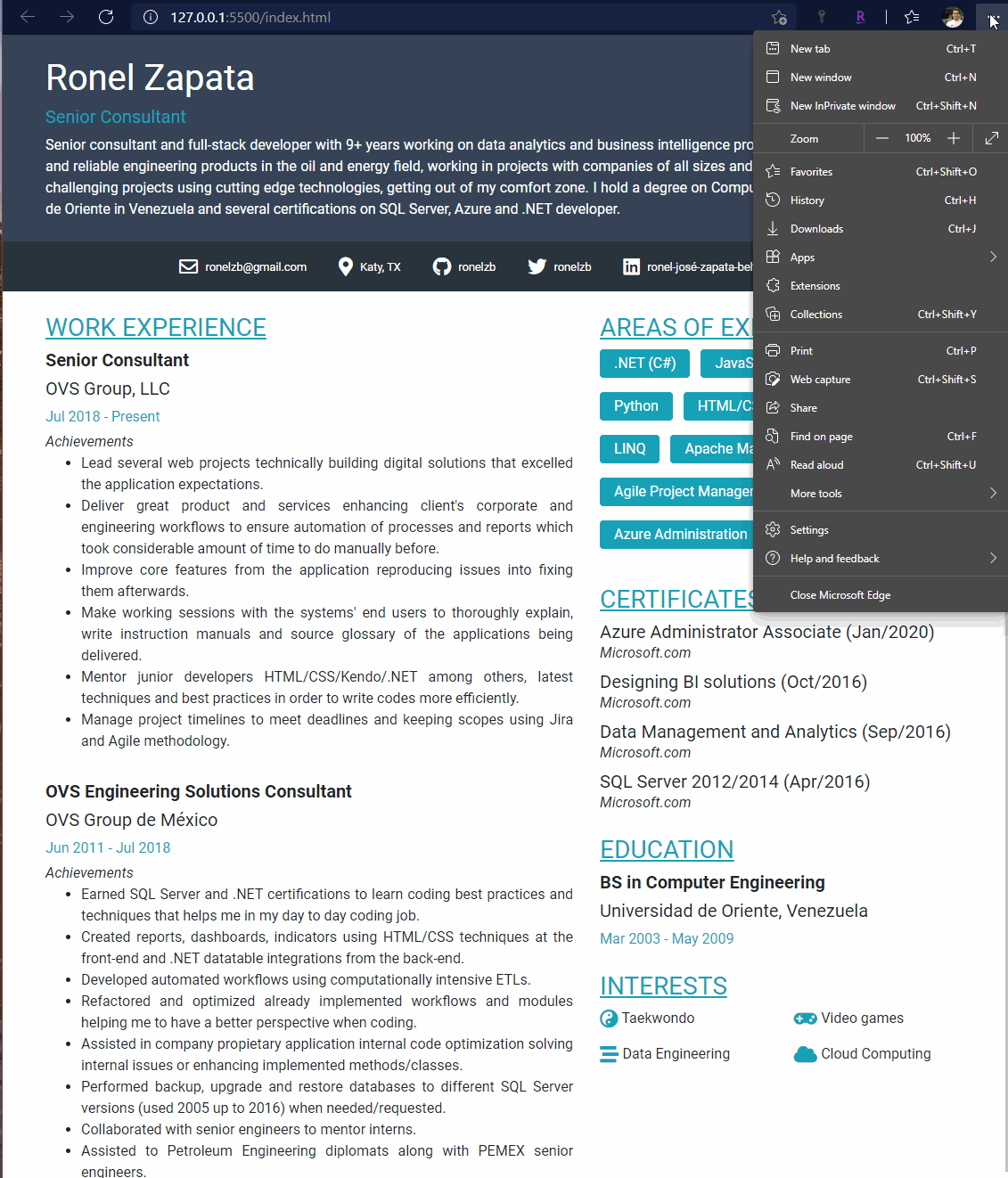 Export Resume To PDF Ronel Zapata